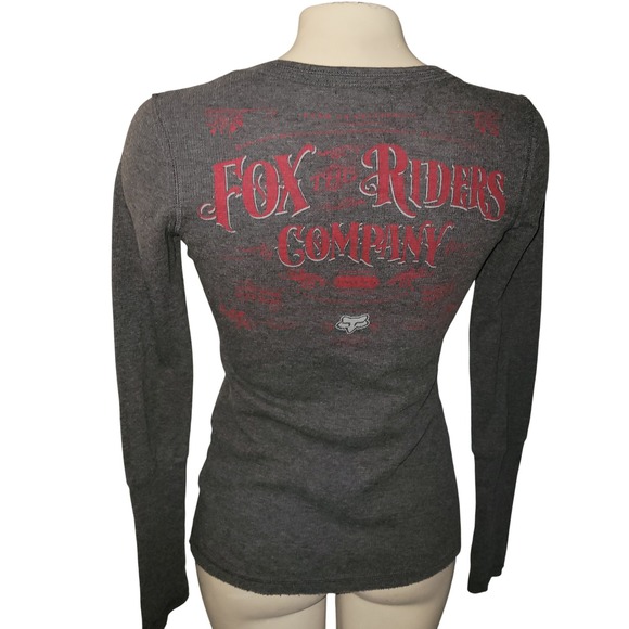 Fox | Tops | Fox Racing Womens Long Sleeve Thermal Top Gray Red The ...